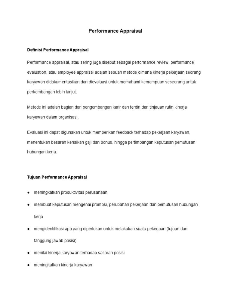 Performance Appraisal - Kelompok 4 | PDF