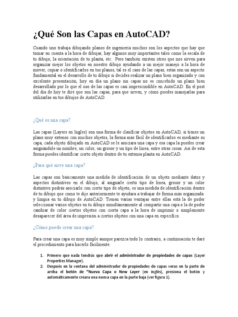 Manejo de Capas en AutoCAD | PDF | Dibujo | Cad automático