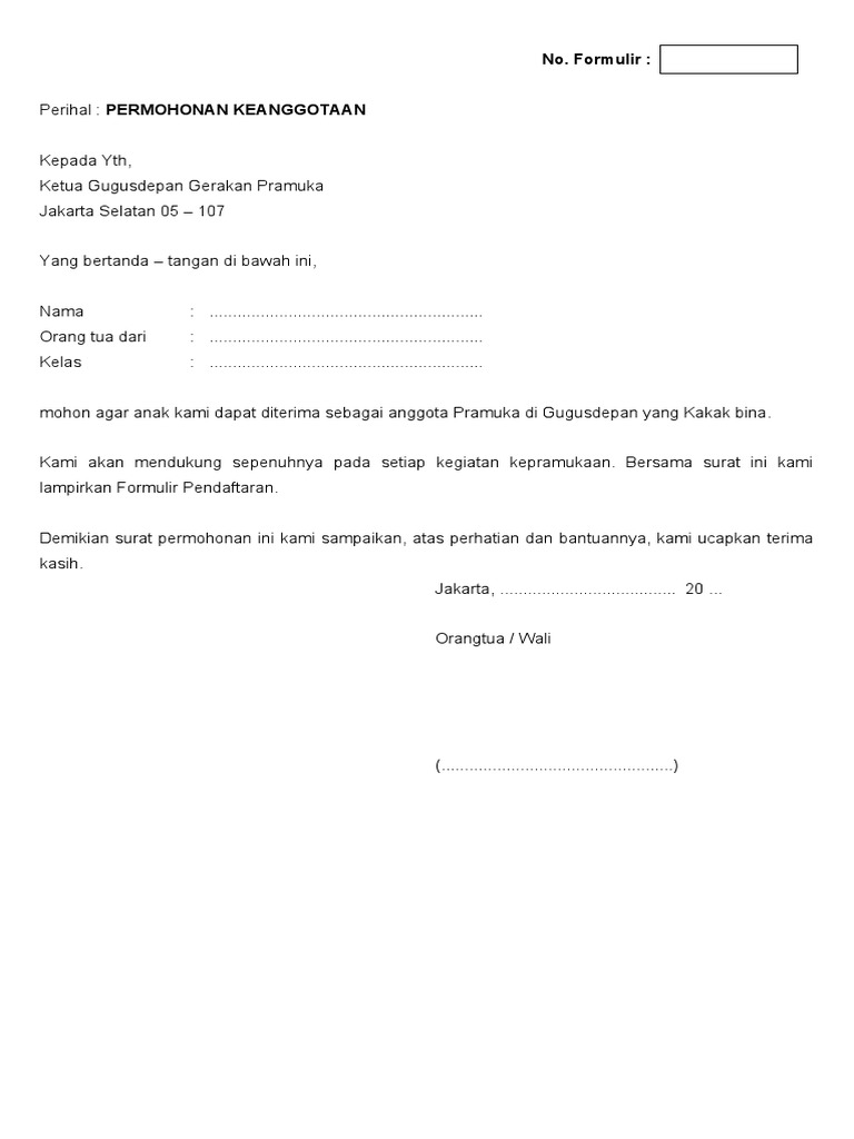 Surat Dan Formulir Permohonan Keanggotaan Baru | PDF