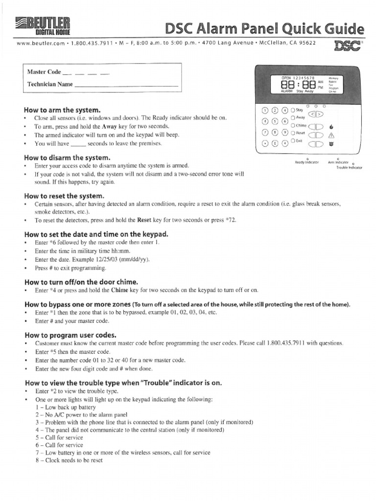 DSC Alarm Quick Guide | PDF