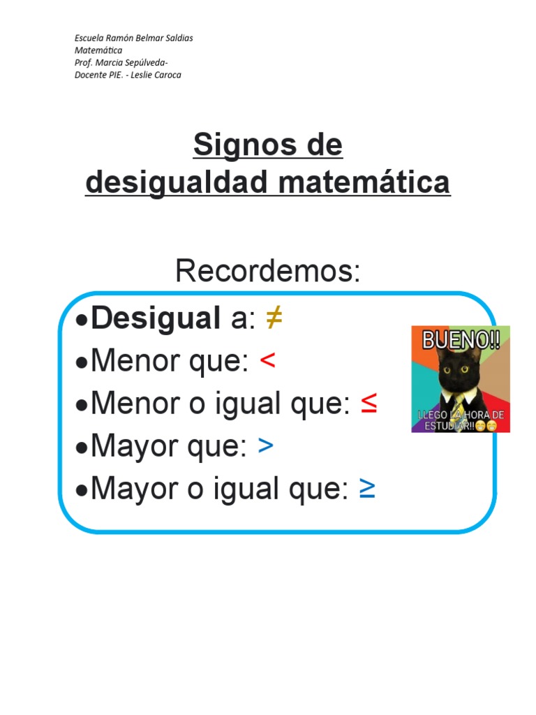 Signos de Desigualdad | PDF