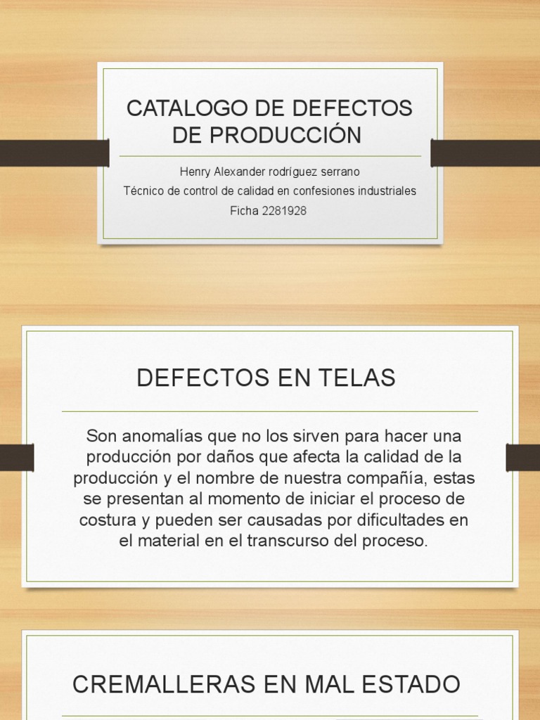 Catalogo de Defectos de Producción | PDF | Textiles