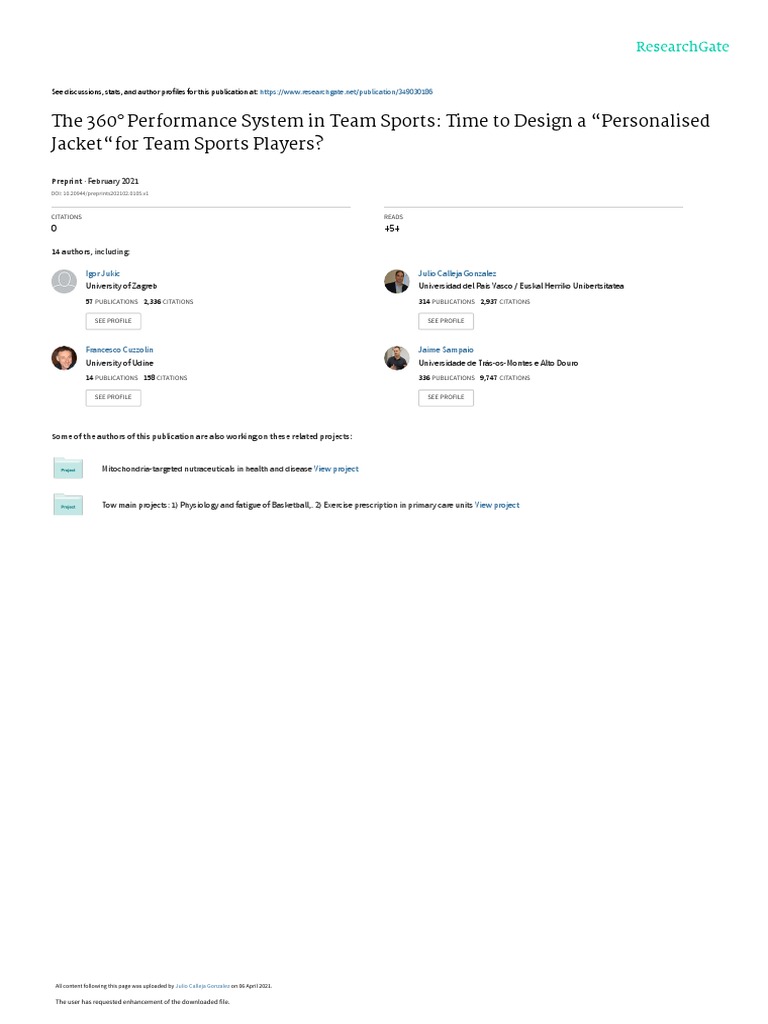 Jukic (2021) The 360 Performance System in Team Sports | PDF | Creative ...