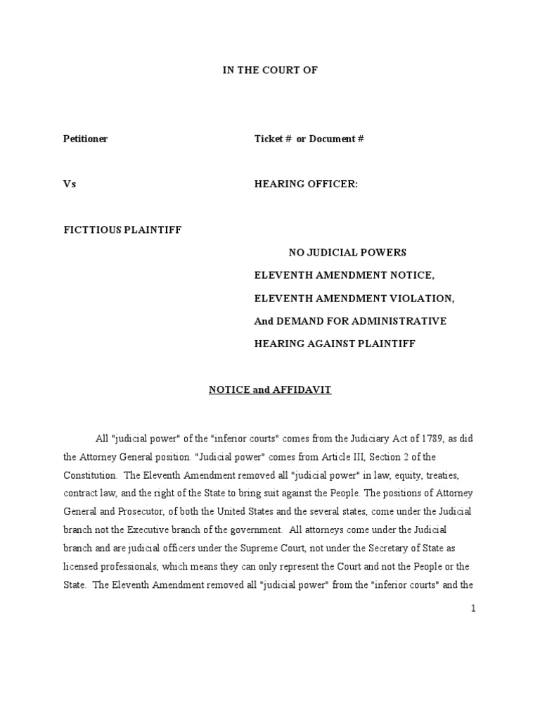 03.19.2010 11th Amendment Notice and Affidavit | PDF | Article Three Of ...