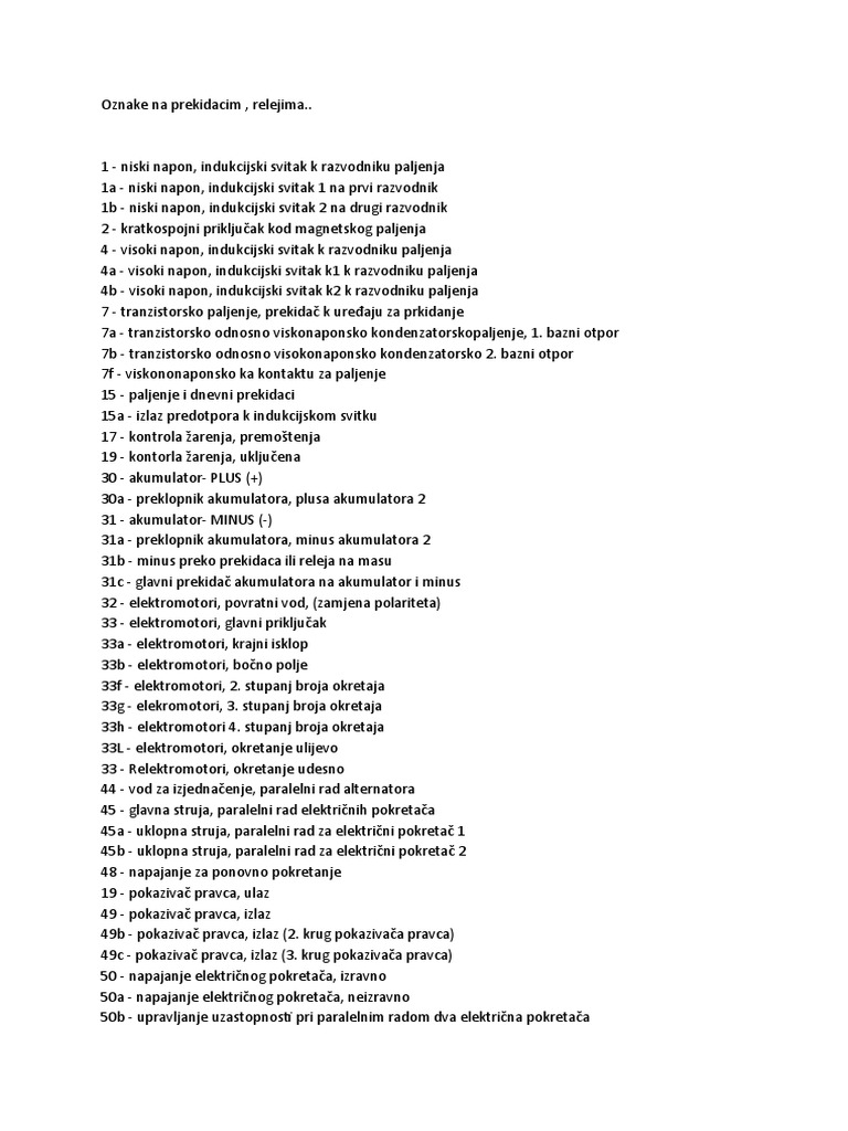 Oznake Na Prekidacim Relejima | PDF