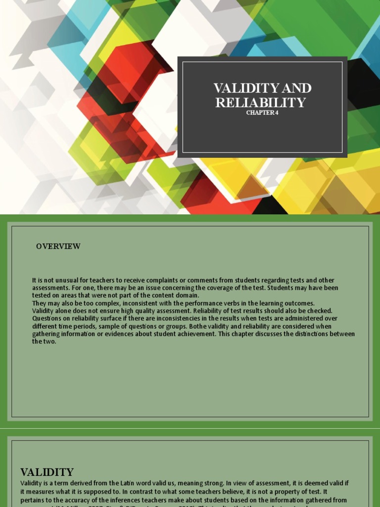 Validity and Reliability | PDF | Educational Assessment | Validity ...