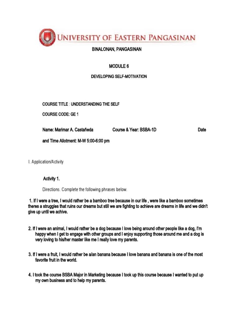 Module 6 Activities | PDF | Motivational | Motivation