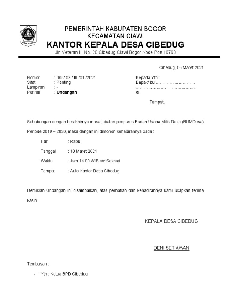 UNDANGAN DESA Untuk Bumdes | PDF
