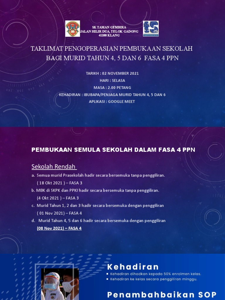 Slide Pembukaan Sekolah Tahap 1 (2021) | PDF