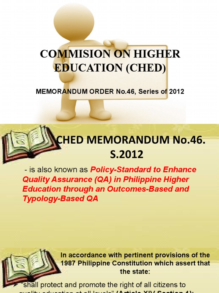 CHED CMO No. 46: Enhancing QA in HEIs | PDF | Quality Assurance ...