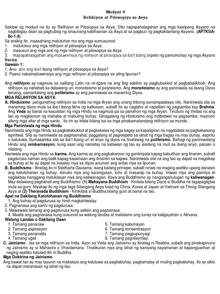 AP7 Q2 Mod4 Relihiyon | PDF