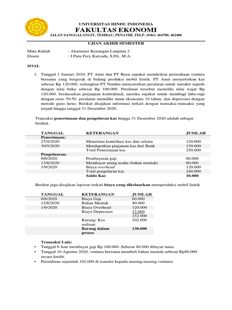 UAS Akuntansi Keuangan Lanjutan 2 | PDF