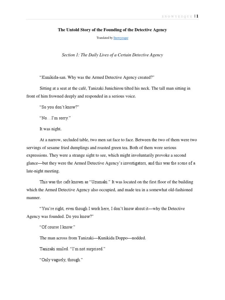 Untold Origins of the Detective Agency | PDF
