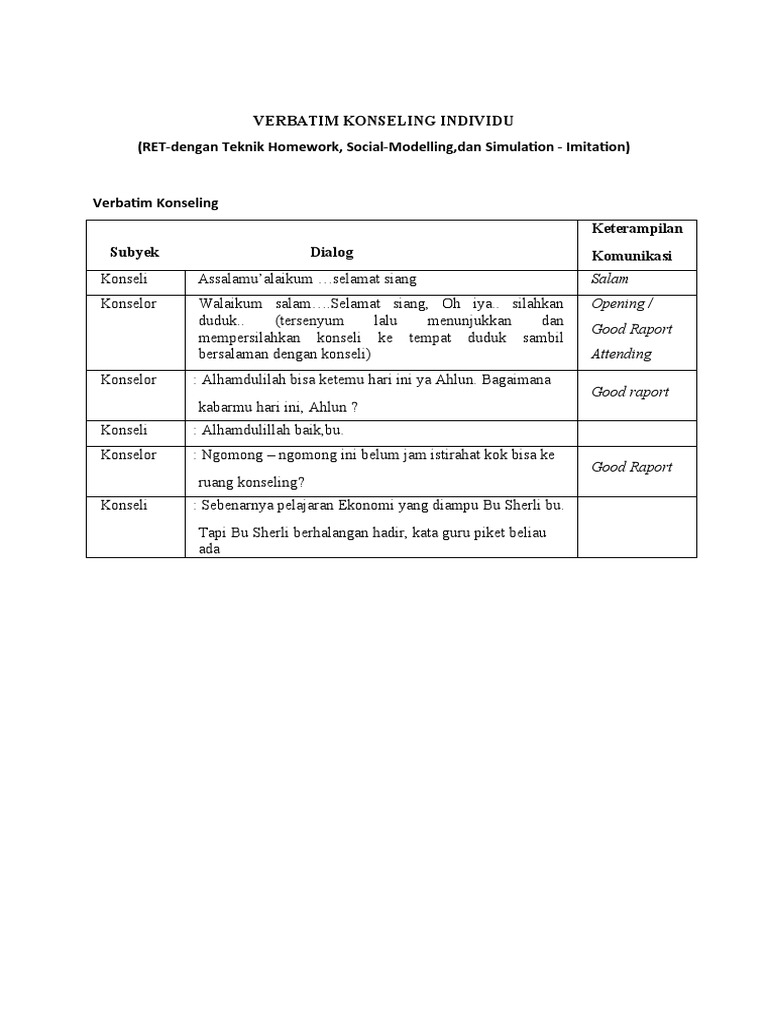 Verbatim Konseling Individu Bullying | PDF