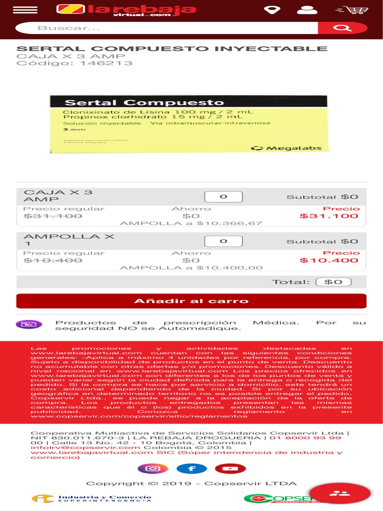Drogueria - La Rebaja Virtual - SERTAL COMPUESTO INYECTABLE | PDF
