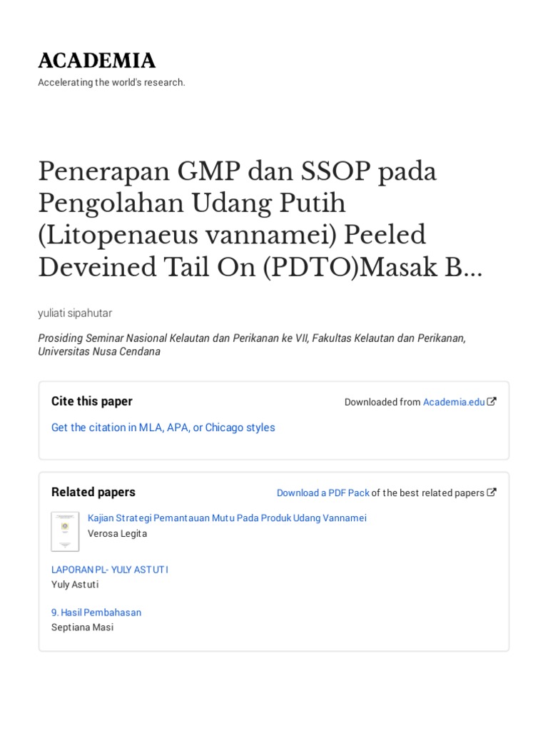 GMP SSOP Pengolahan Udang | PDF