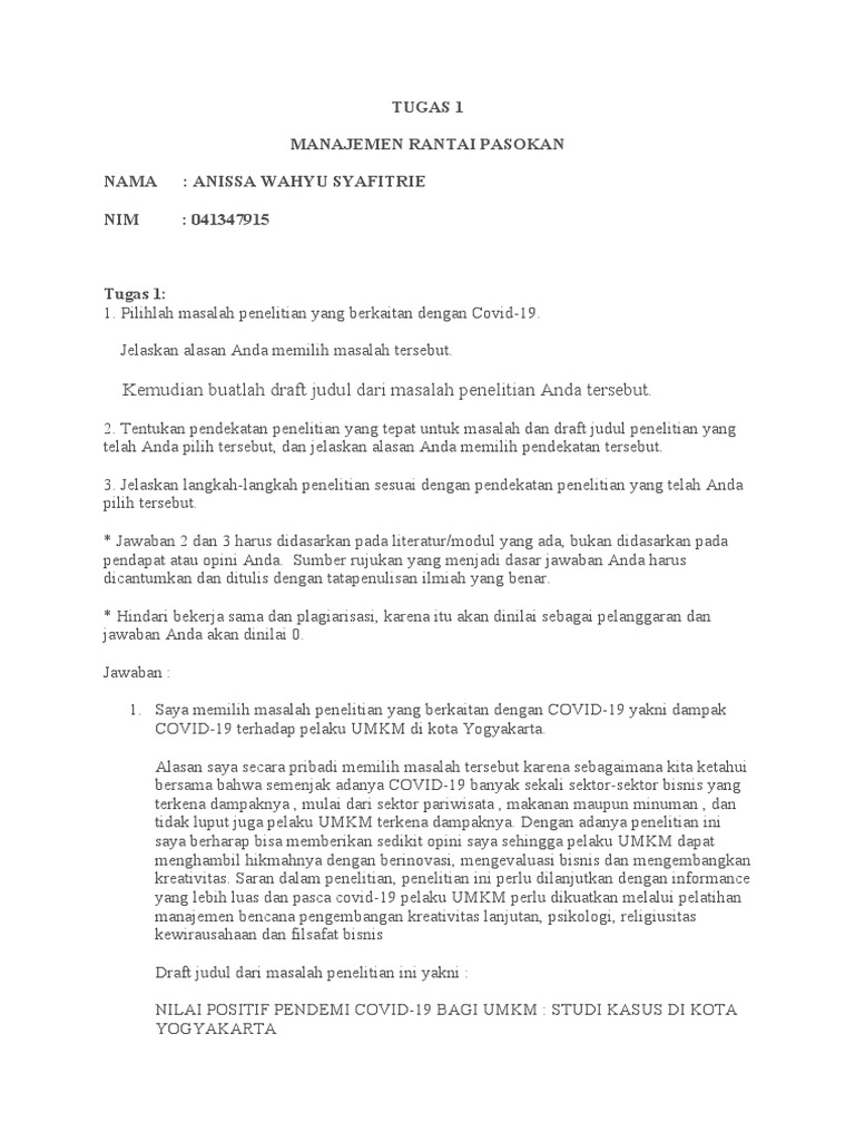 Tugas 1 MPS Anissa | PDF | Ilmu Sosial