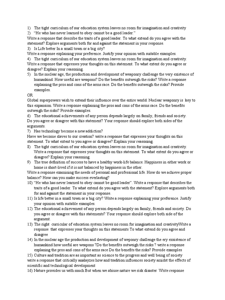 AMCAT Essay Writing Topics PDF Creativity Reason