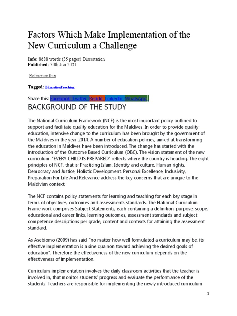 Challenges in Curriculum Implementation | PDF | Teachers | Curriculum