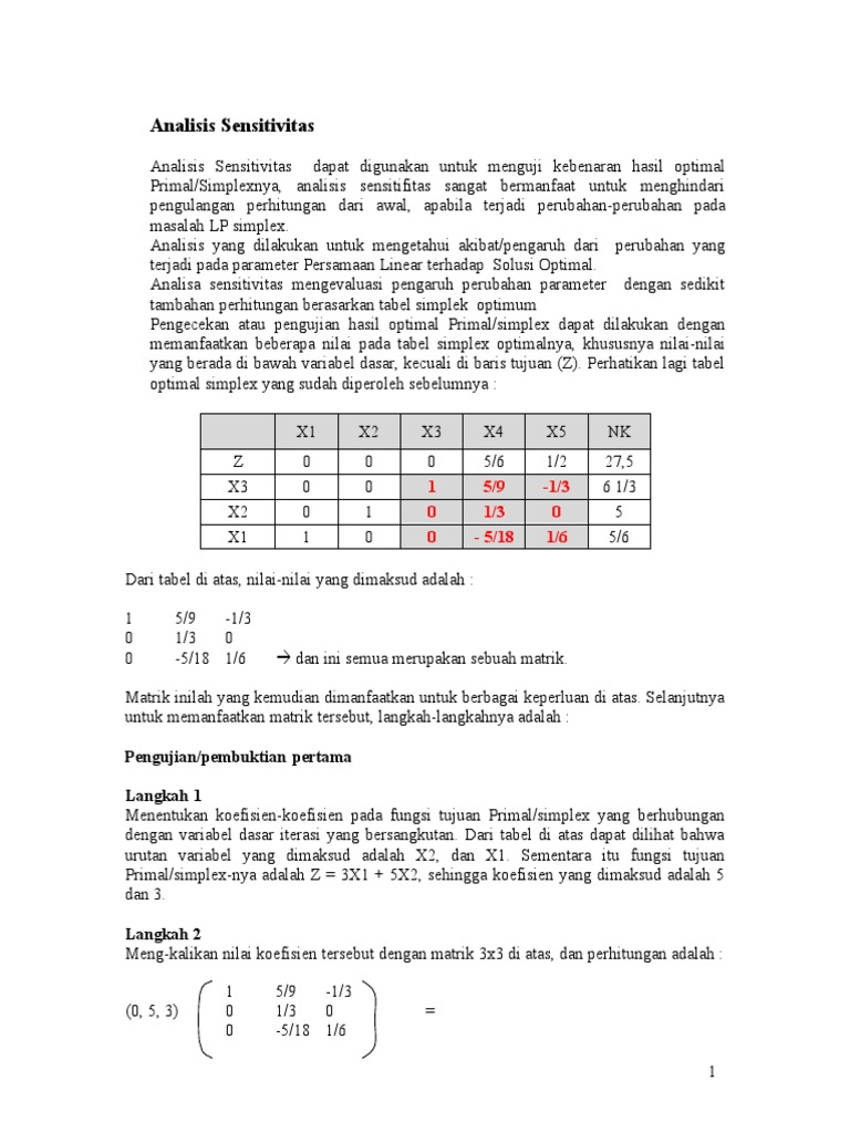 Analisis Sensitivitas | PDF