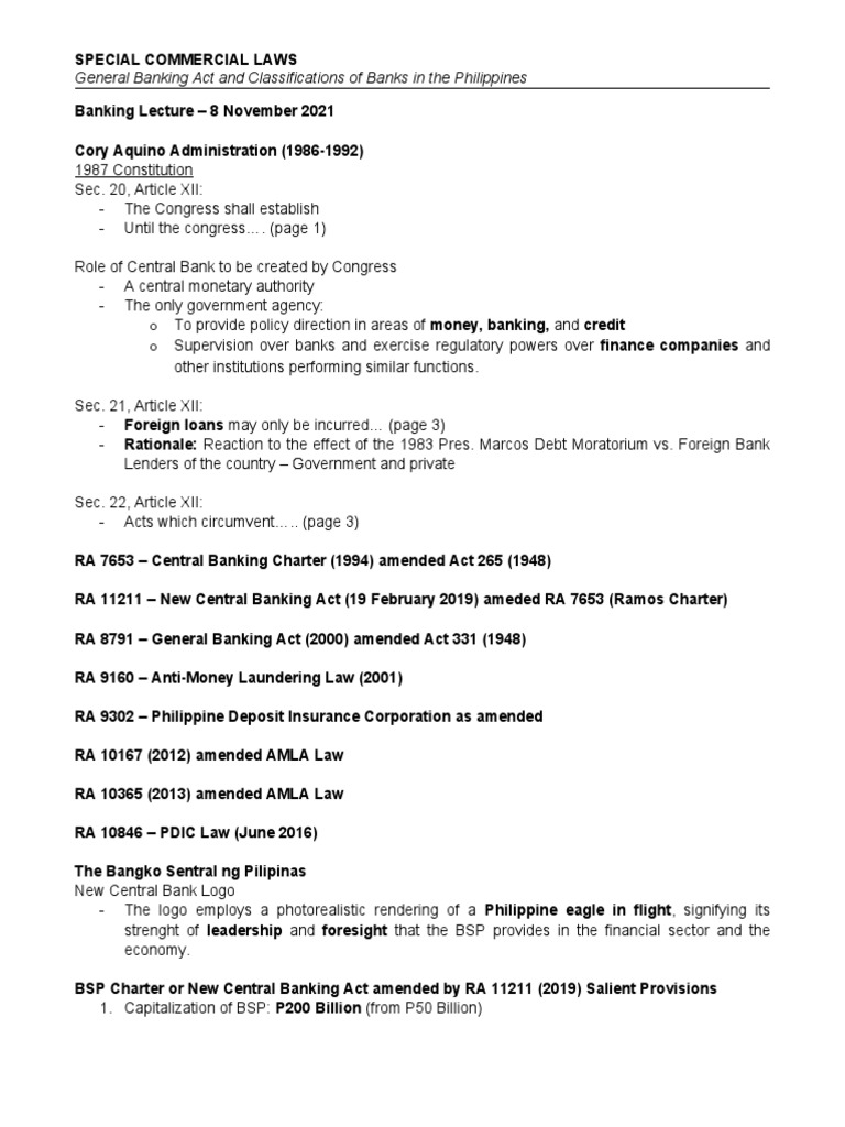 General Banking Act and Classifications of Banks (15nov21) | PDF ...