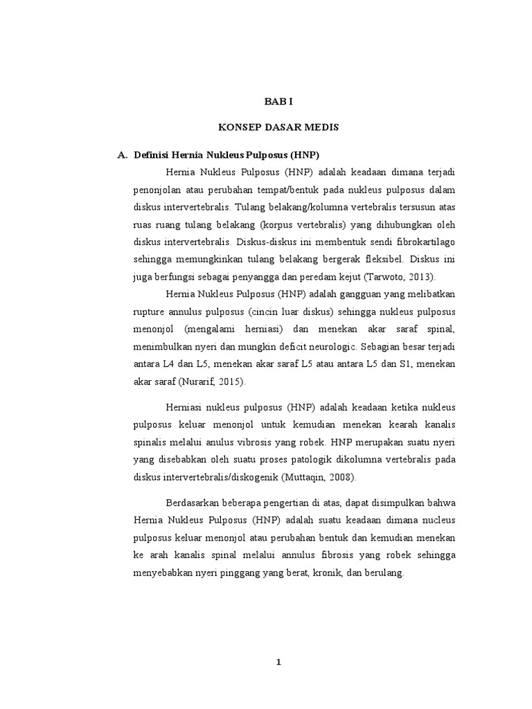 Hernia Nukleus Pulposus: Definisi dan Klasifikasi | PDF