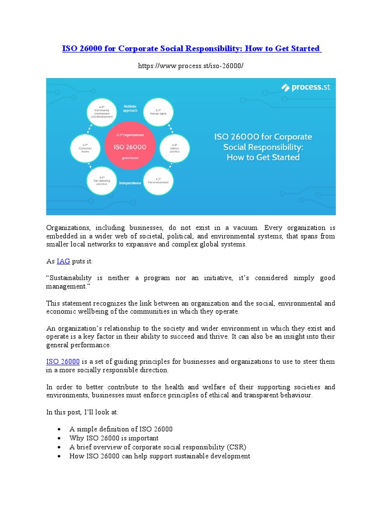 ISO 26000 For Corporate Social Responsibility How To Get Started | PDF ...
