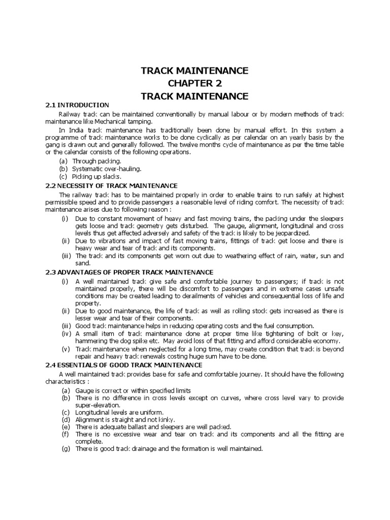 Railway Track Maintenance Techniques | PDF | Track (Rail Transport ...