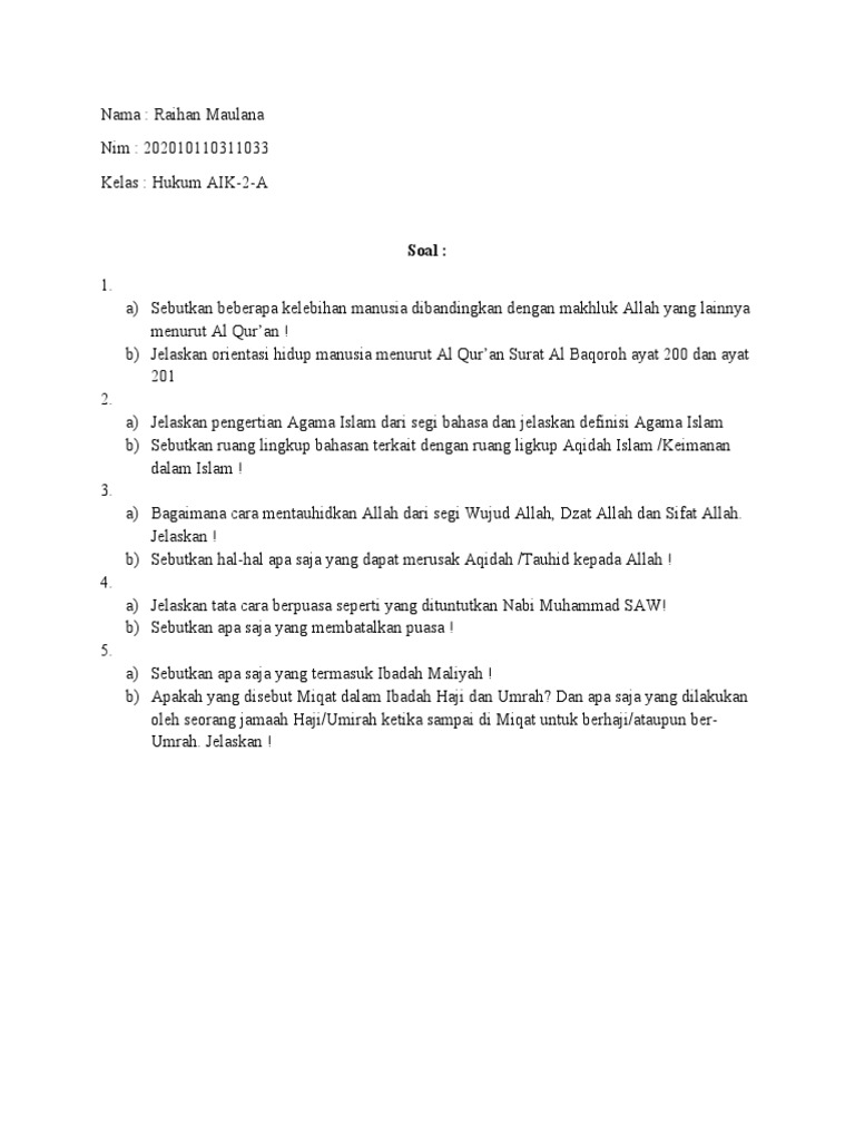 Uts Aik | PDF | Filsafat | Agama & Spiritualitas