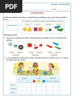Ficha de Trabajo: Clasificación de Objetos Por Su Tamaño, Color y Forma ...