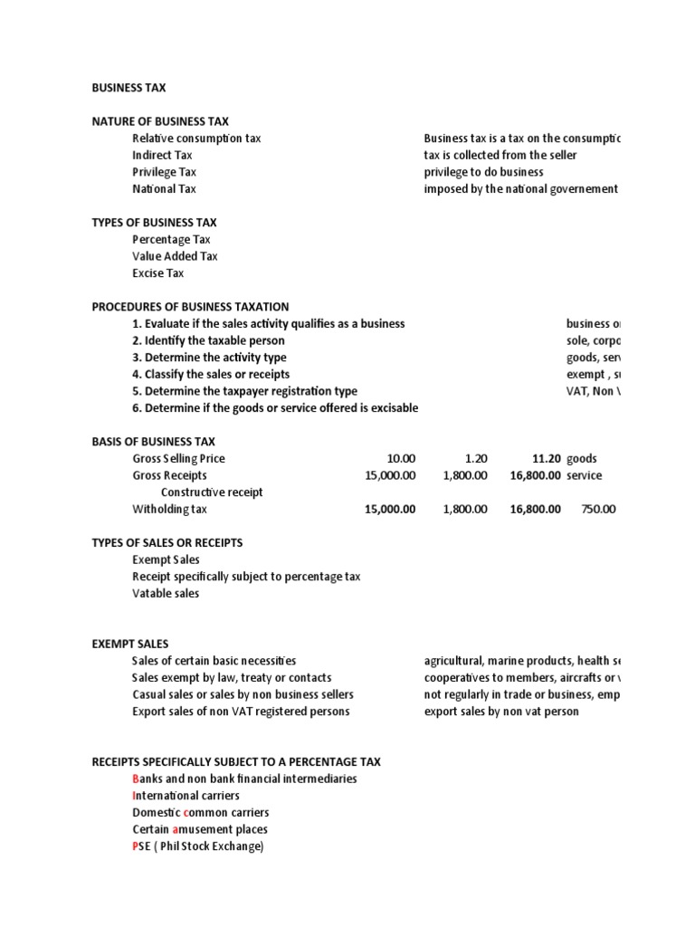 Bus Tax Notes 2 | PDF | Value Added Tax | Taxes