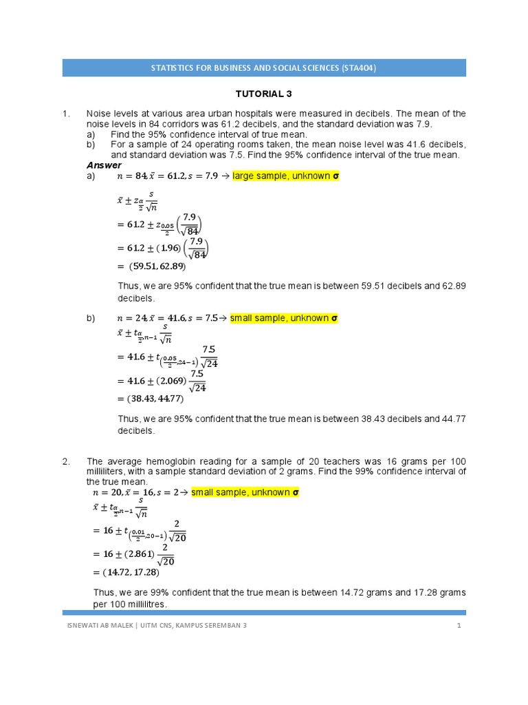 Solution 3 | PDF | Confidence Interval | Standard Deviation