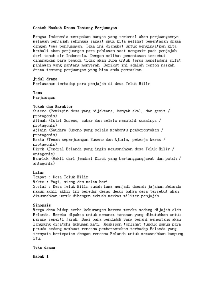 Contoh Naskah Drama Tentang Perjuangan | PDF