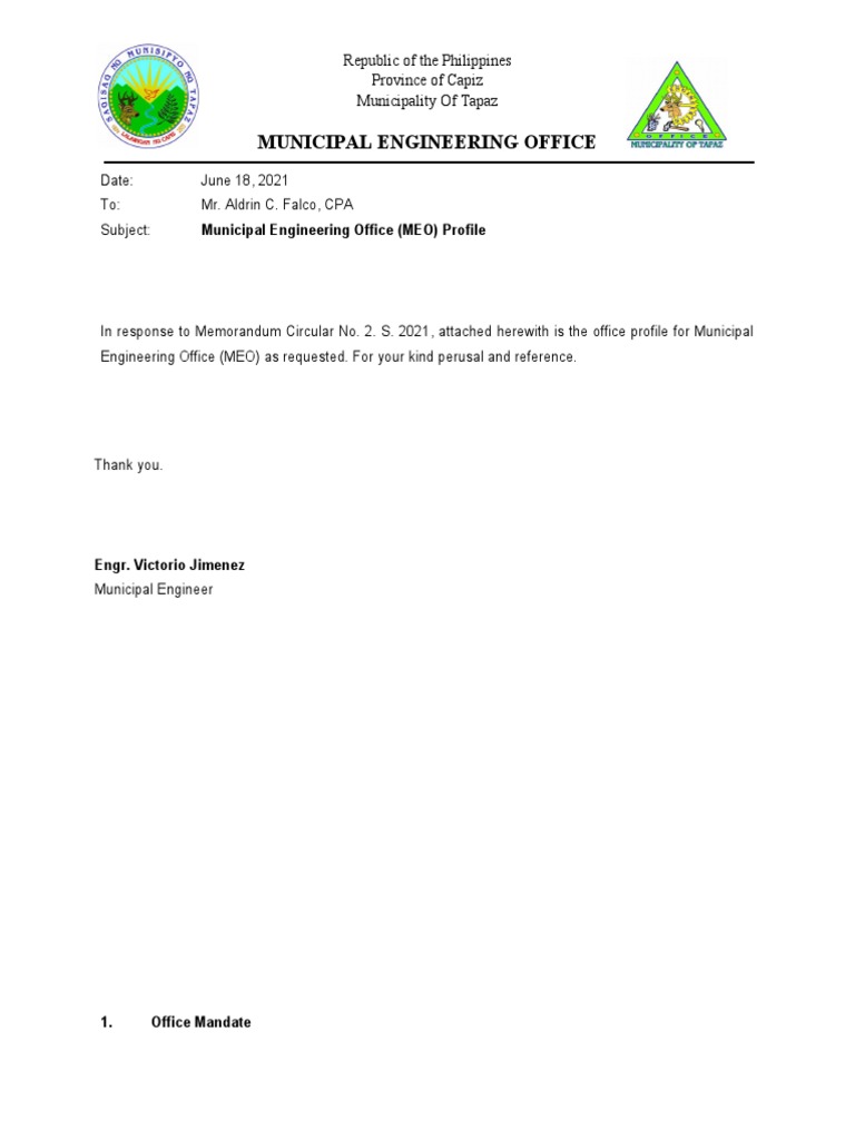 Meo Office Profile - Final | PDF | Engineer | Economic Sectors