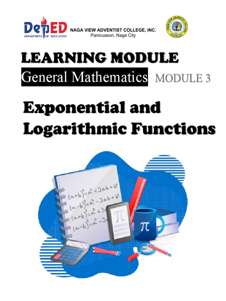 Naga Adventist College math module on exponential and logarithmic functions | PDF ...