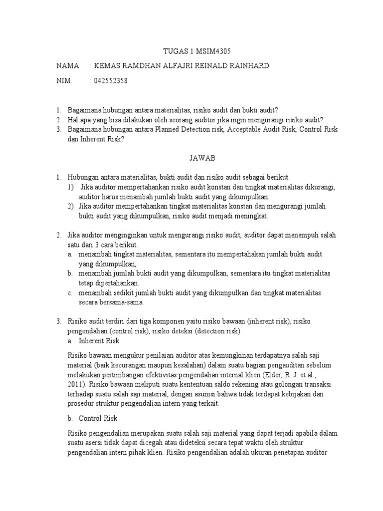 Tugas 1 Msim4305 | PDF Tugas 1 Msim4305 | PDF