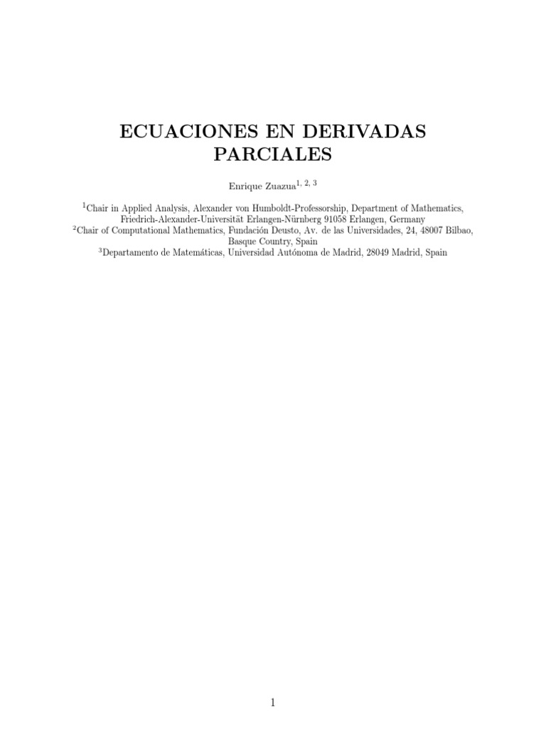 Ecuaciones en Derivadas Parciales | PDF | Ecuación diferencial parcial | Ecuaciones