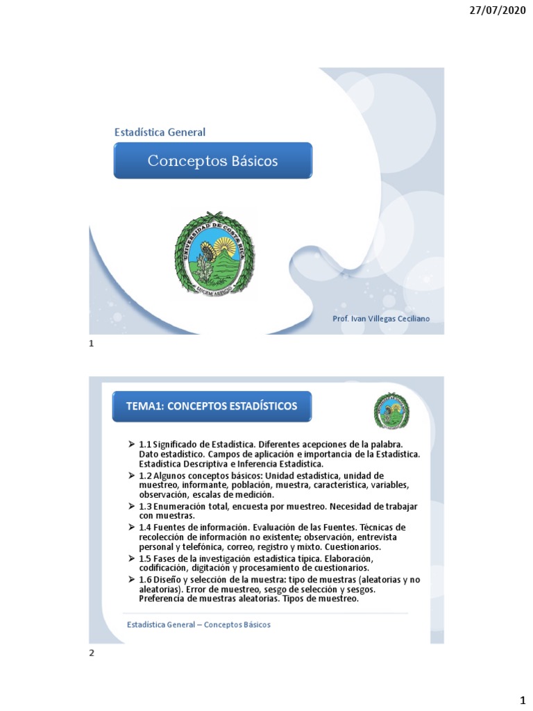 Tema 1 Conceptos BÃ¡sicos | Descargar gratis PDF | Estadísticas | Nivel de medida