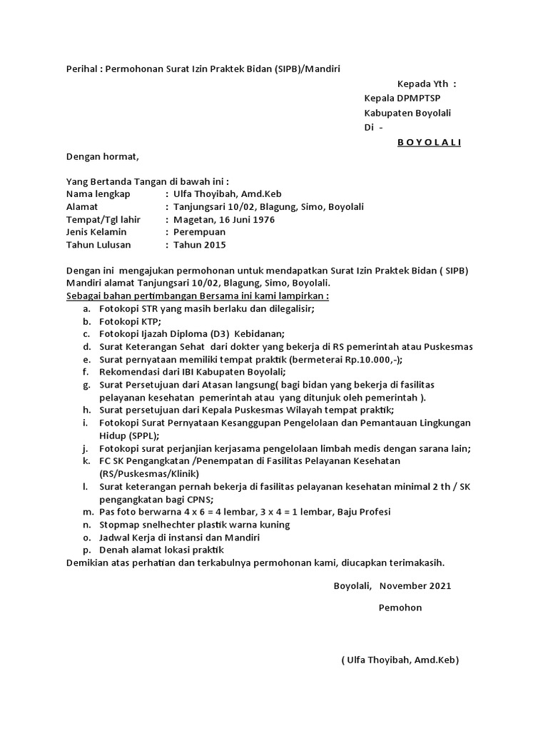 Blangko Pengajuan Sipb Palupi | PDF