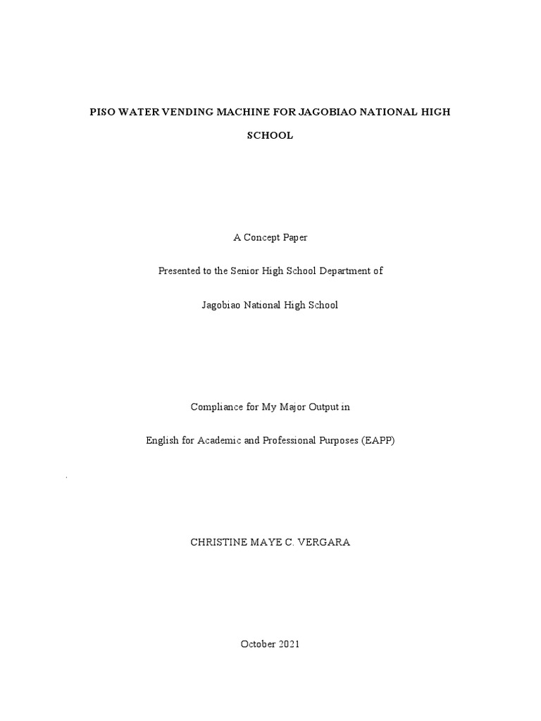 Piso Water Vending Machine For Jagobiao National High School | PDF | Water