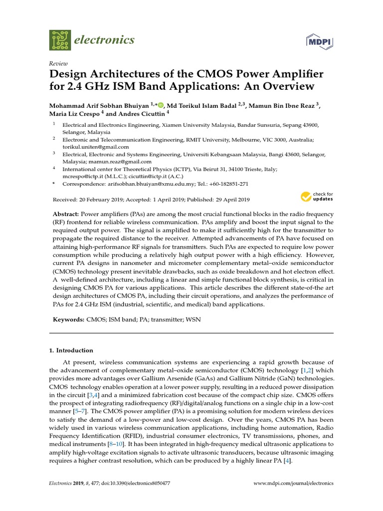 Electronics: Design Architectures of The Cmos Power Amplifier For 2.4 ...