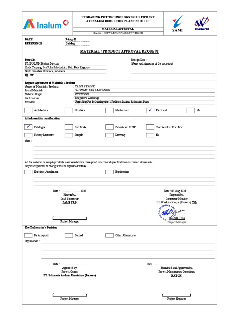 Material / Product Approval Request: Upgrading Pot Technology For 1 ...