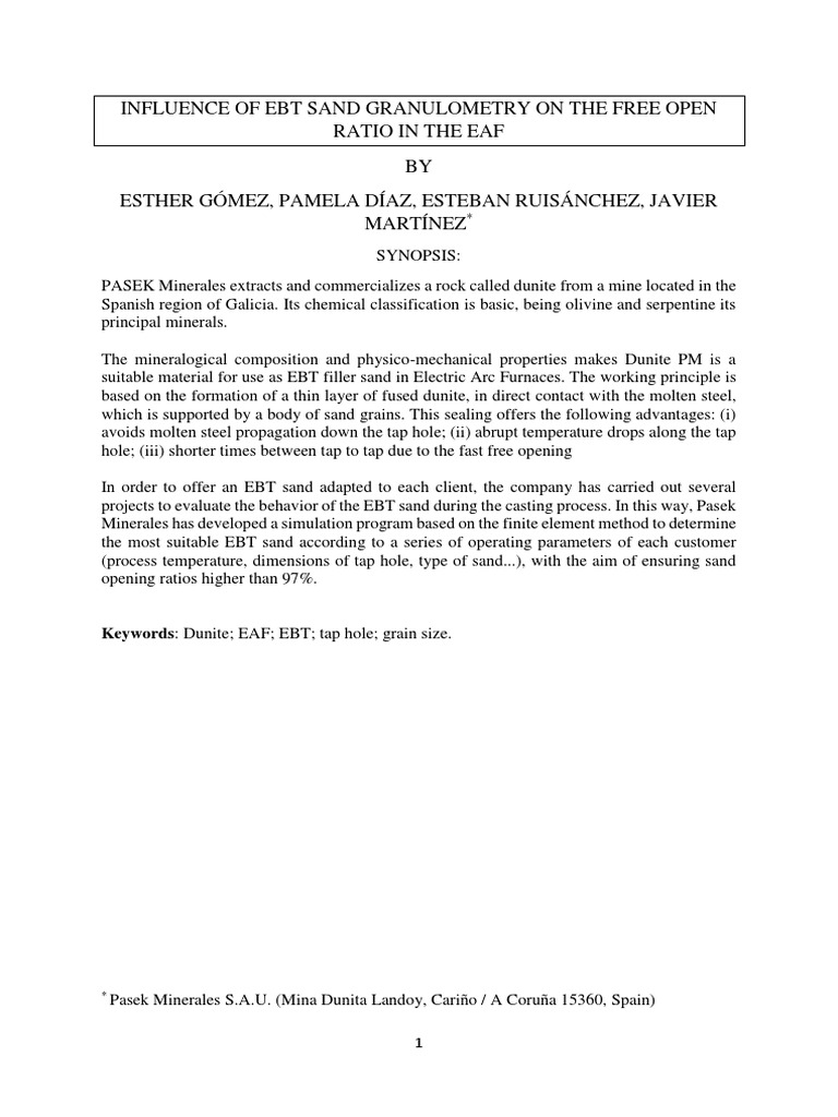 6A-3 Influence of EBT Sand Granulometry On The Free Open Ratio in The ...