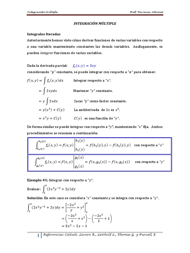 Integración Múltiple: Conceptos y Ejemplos | PDF | Integral | Objetos ...