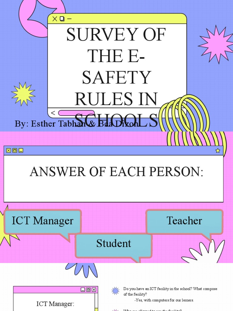 Survey of The E-Safety Rules in Schools: By: Esther Tabhan & Bea Dizon ...