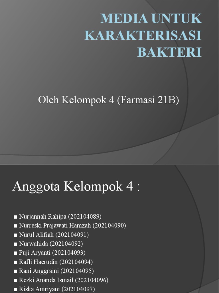 Media Untuk Karakteristik Bakteri | PDF