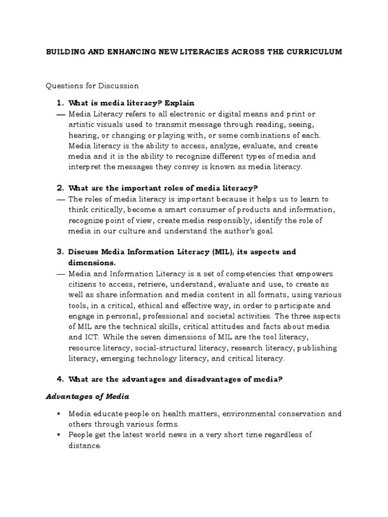 Promoting Media and Information Literacy: A Discussion of Key Concepts, Competencies, and ...