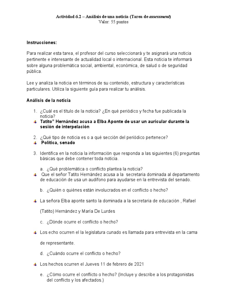 Análisis de La Noticia 6.2 | PDF