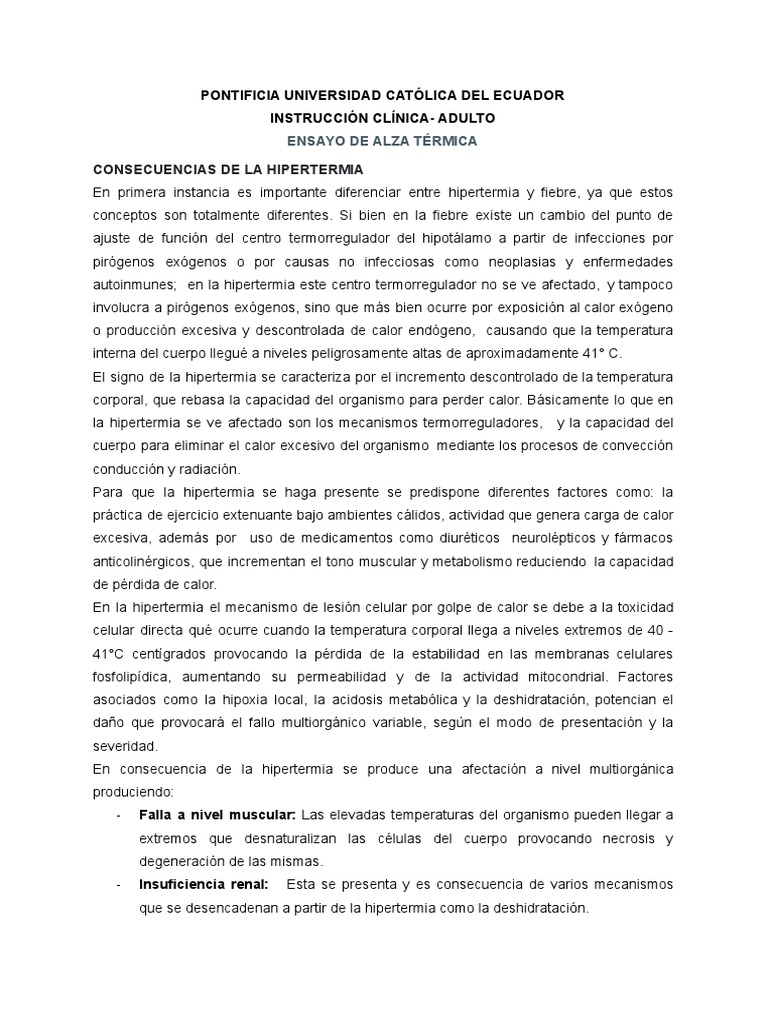 Consecuencias de la Alza Térmica | PDF | Termorregulación | Fiebre