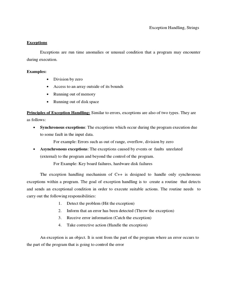 C++ Exception Notes For Student | PDF | C++ | Computer Science